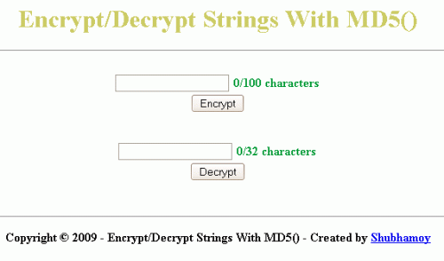 Encrypt and Decrypt Strings With MD5() – Shubhamoy's Blog Encrypt and Decrypt Strings With MD5() – Shubhamoy's Blog